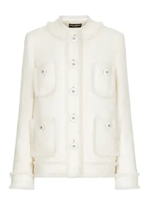 Dolce & Gabbana Single-breasted Tweed Jacket - White