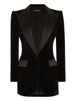 Dolce & Gabbana Single-breasted Velvet Turlington Tuxedo Jacket - Black