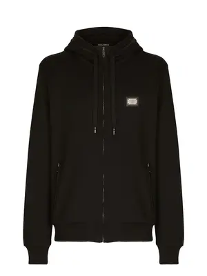Dolce & Gabbana Jersey Zip-up Hoodie - Black