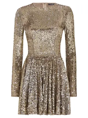 Dolce & Gabbana Sequined Mini Dress - Gold