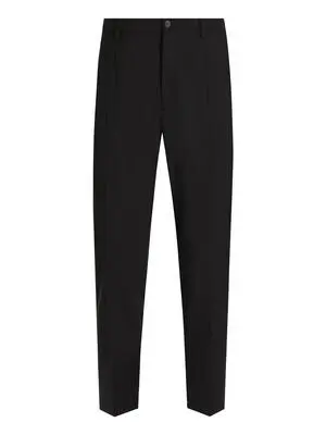 Dolce & Gabbana Stretch Cotton Pants With Dg Embroidery - Black