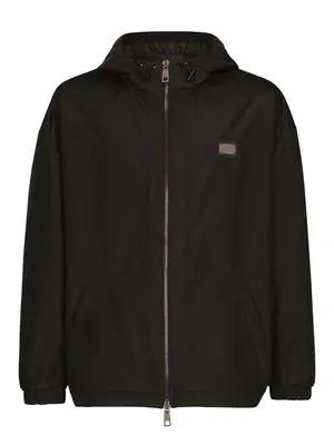 Dolce & Gabbana Nylon Jacket With Branded Tag - Black