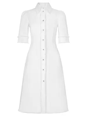 Dolce & Gabbana Cotton Raschel Tweed Dress - White