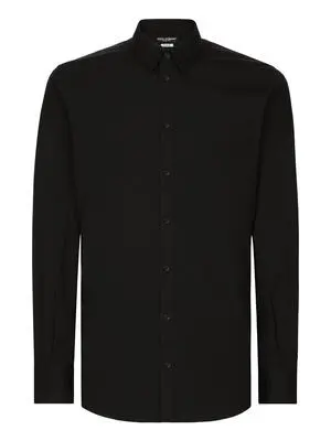 Dolce & Gabbana Stretch Poplin Gold-fit Shirt - Black