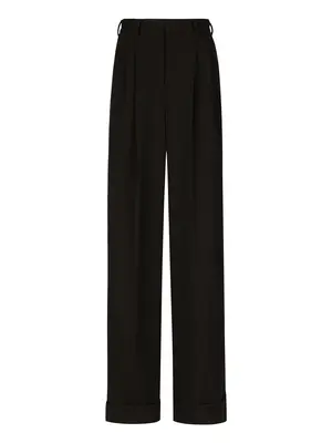 Dolce & Gabbana Flared Woolen Trousers - Black