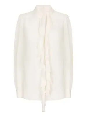 Dolce & Gabbana Georgette Blouse With Ruches - White