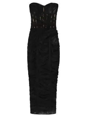 Dolce & Gabbana Tulle Corset Dress With Draping - Black
