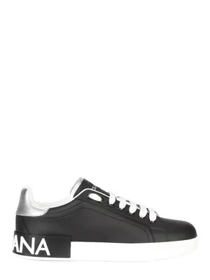 Dolce & Gabbana Dolce & Gabbana Calfskin Nappa Portofino Sneakers Black/silver