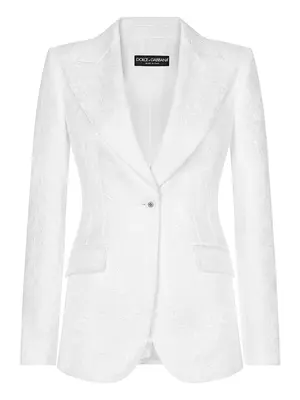 Dolce & Gabbana Single-breasted Brocade Turlington Blazer - White