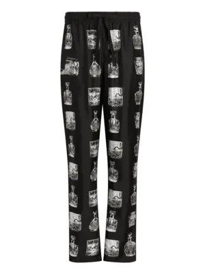 Dolce & Gabbana Silk Pajama Pants With Whisky - Print