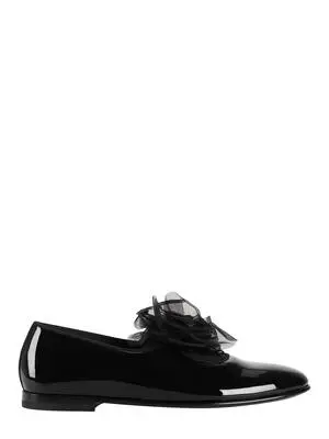 Dolce & Gabbana Patent Leather Slippers With Floral Detail - Black