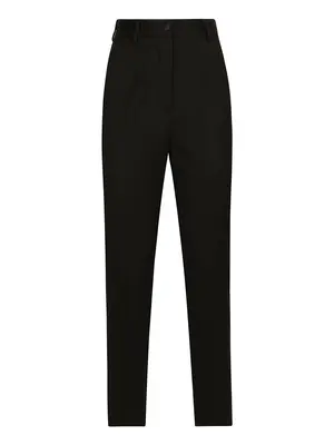 Dolce & Gabbana Wool Gabardine Cigarette Pants - Black