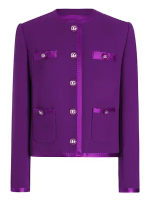 Dolce & Gabbana Short Single-breasted Wool Crepe Jacket - Purple