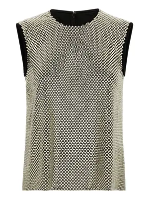 Dolce & Gabbana Crystal Mesh Sleeveless Blouse - Gold