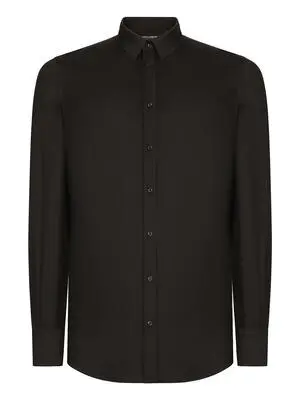 Dolce & Gabbana Stretch Cotton Gold-fit Shirt - Black