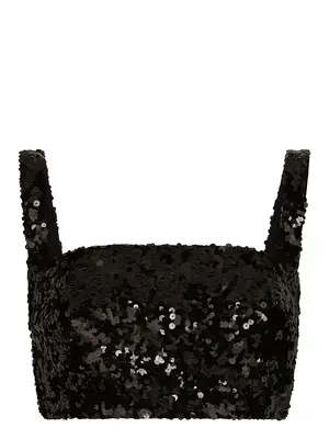 Dolce & Gabbana Sequined Crop Top - Black