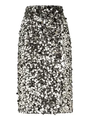 Dolce & Gabbana Sequined Midi Skirt - Silver