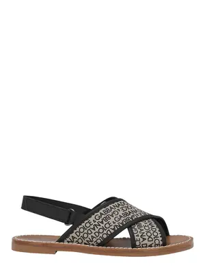 Dolce & Gabbana Logo Printed Canvas Sandals - Beige