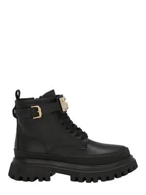 Dolce & Gabbana Calfskin Ankle Boots With Dg Logo - Black