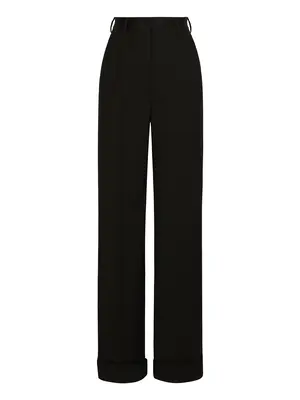 Dolce & Gabbana Flared Wool Gabardine Pants - Black