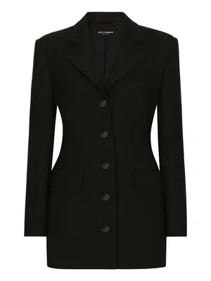 Dolce & Gabbana Long Single-breasted Dolce-fit Jacket - Black