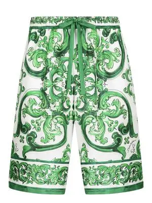 Dolce & Gabbana Dolce & Gabbana Majolica Silk Jogging Shorts Print