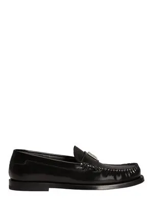 Dolce & Gabbana Brushed Calfskin Loafers With Dg Logo - Black