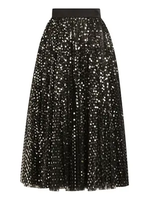 Dolce & Gabbana Tulle Midi Circle Skirt With Embroidery - Gold
