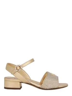 Dolce & Gabbana Foiled Nappa Leather Sandals With Rhinestones - Gold