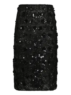 Dolce & Gabbana Sequined Lace Calf-length Skirt - Black