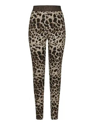 Dolce & Gabbana Jersey Leggings With Jacquard Leopard Design - Multicolor