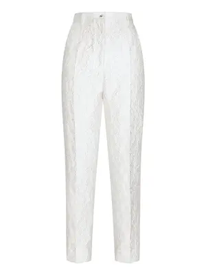 Dolce & Gabbana High-waisted Brocade Pants - White