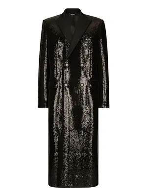 Dolce & Gabbana Sequin-embellished Double-breasted Coat - Black