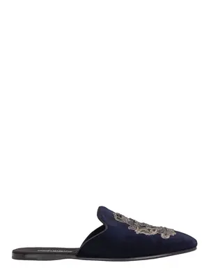Dolce & Gabbana Velvet Slippers With Embroidery - Blue
