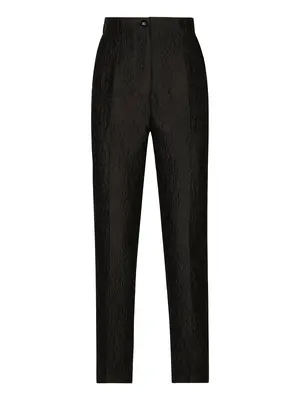 Dolce & Gabbana Tailored Floral Jacquard Pants - Black