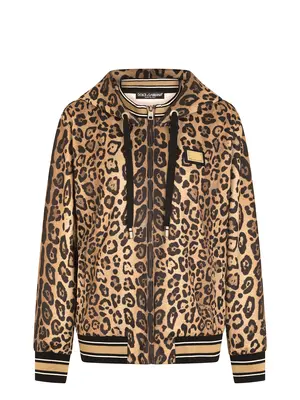 Dolce & Gabbana Leopard Print Zip-up Hoodie - Multicolor