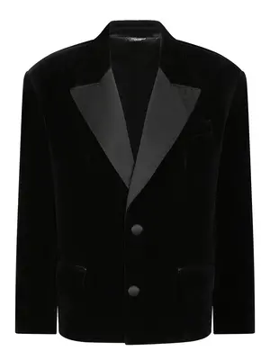 Dolce & Gabbana Oversize Single-breasted Velvet Jacket - Black