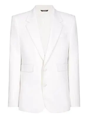 Dolce & Gabbana Single-breasted Stretch Wool Sicilia-fit Jacket - White