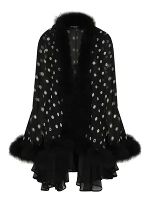 Dolce & Gabbana Chiffon Cape With Polka-dot And Marabou Trim - Print