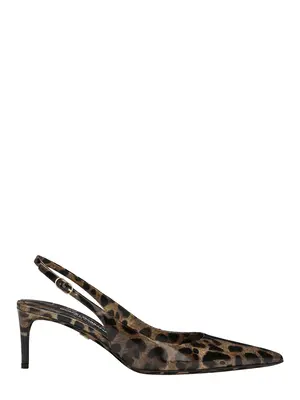 Dolce & Gabbana Printed Polished Calfskin Slingbacks - Animal Print