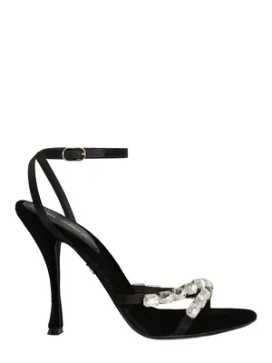 Dolce & Gabbana Keira Satin Sandals With Gemstone Embellishment - Black