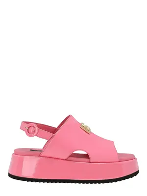 Dolce & Gabbana Patent Leather Wedge Sandals - Pink