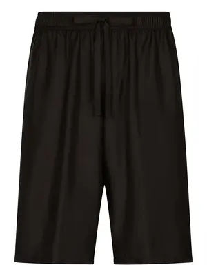 Dolce & Gabbana Embroidered Silk Jogging Shorts - Black