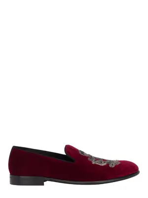 Dolce & Gabbana Velvet Slippers With Embroidery - Bordeaux