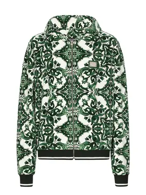 Dolce & Gabbana Oversized Zip-up Hoodie With Majolica - Print