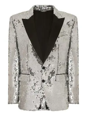 Dolce & Gabbana Sicilia Sequined Single-breasted Tuxedo Jacket - Plateado