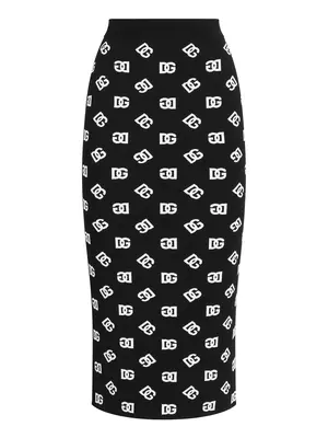 Dolce & Gabbana Viscose Pencil Skirt With Jacquard Logo - Print
