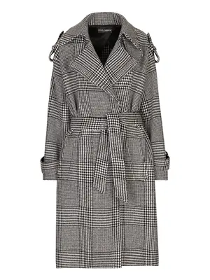 Dolce & Gabbana Houndstooth Check Wool Trench Coat - Multicolor