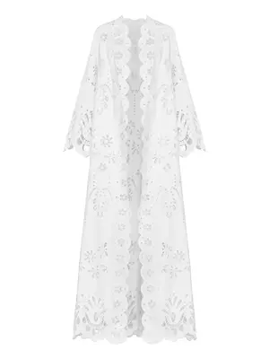 Dolce & Gabbana Cotton Robe Coat With Macramé Embroidery - White