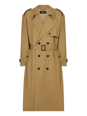Dolce & Gabbana Double-breasted Cotton Trench Coat - Beige